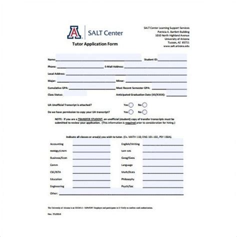 Sample 5 Tutor Application Form Templates Pdf Free Premium Templates