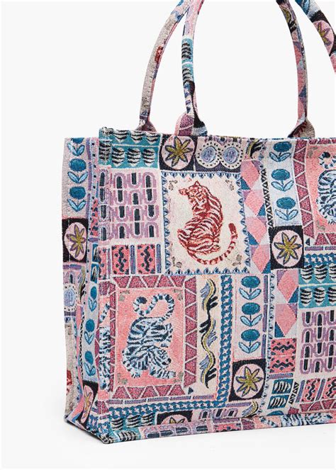 Shop Structured Print Tote In Multi Accessories Taking Shape Nz