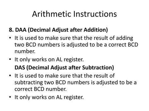 Instruction Sets Of 8086 Pptx