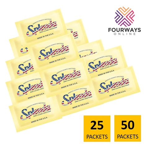 Splenda No Calorie Sweetener 25 Packets 50 Packets 100 Packets