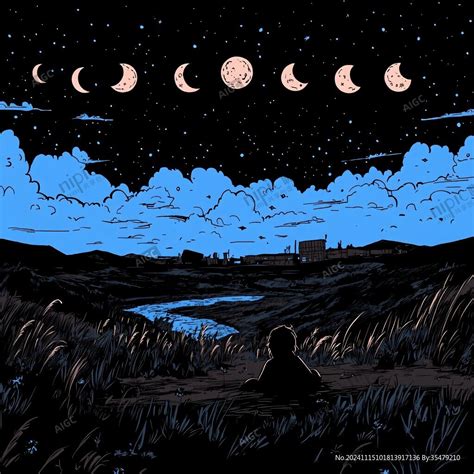 Ai创作图美好的夜晚插画 野外夜景图 月光插画月光下 夜晚手绘插画背景 手绘唯美夜晚 黑夜装饰画 星月河幻想插画 月色夜晚手绘插画 噪点风插画