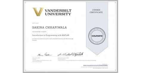 sakina chhapiwala on linkedin completion certificate for introduction to programming with matlab