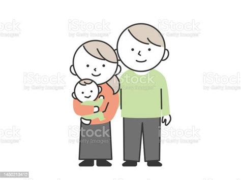나란히 서 있는 세 가족 아버지 어머니 아기 2세대 가족에 대한 스톡 벡터 아트 및 기타 이미지 2세대 가족 3 명 가정