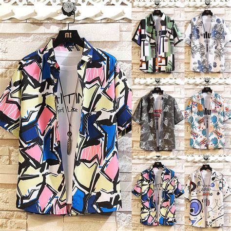 Symoid T Shirts For Men Graphic Big And Tall Turndown Collar Hawaiian