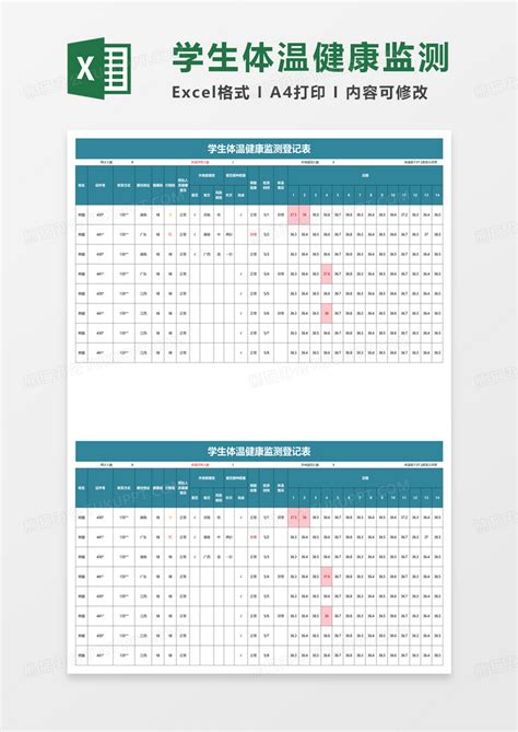 学生体温健康监测登记表excel模板下载 熊猫办公