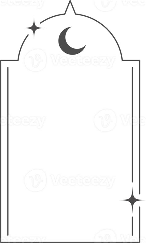 Aesthetic Frame Shape Outline Minimal Graphic Element With Stars Abstract Boho Arch With