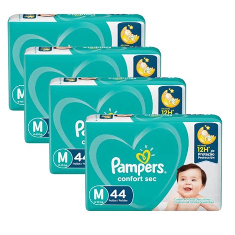 Kit 4 Pacotes Fralda Pampers Confort Sec Mega Escolha O Tamanho