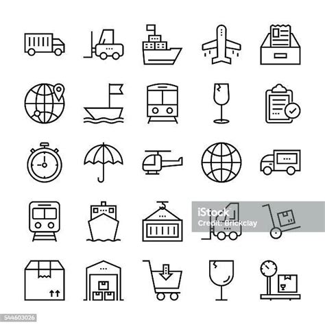 Global Logistics Shipping Delivery Vector Icons 1向量圖形及更多全球定位系統圖片 Istock