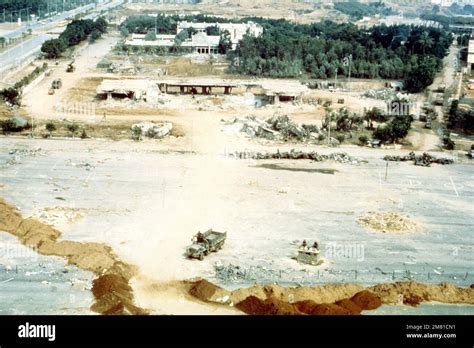 An Aerial View Of The Remains Of The Marine Battalion Landing Team