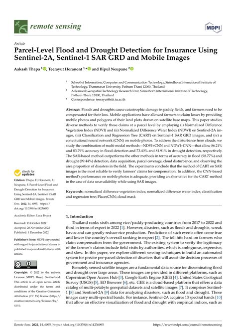 PDF Parcel Level Flood And Drought Detection For Insurance Using