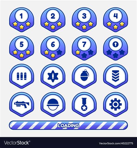 Game Template Gui Kit Interface Button Elements Vector Image