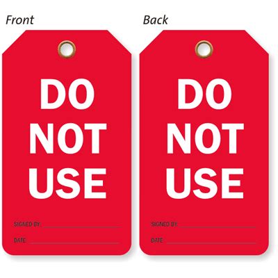 Do Not Use Double Sided Cylinder Status Tag Sku Tg