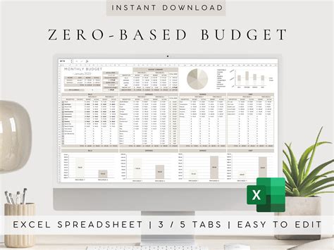 Zero Based Budget Excel Template Monthly Budget Template Etsy