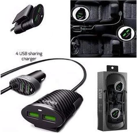 Autolader Achterbank Dubbele Autolader Met 4 USB Poorten Bol Com