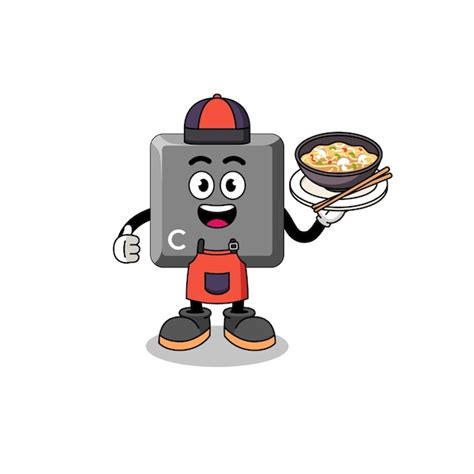 Premium Vector Illustration Of Keyboard C Key As An Asian Chef