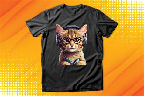 Cute Cat Wearing Glasses And Headset Graphic By Printart · Creative Fabrica