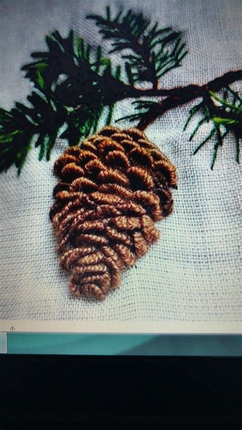 Simple Embroidery Project Hand Embroidered Pine Cone