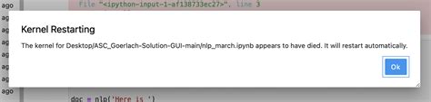 python spacy en core web trf makes jupyter lab crash stack overflow