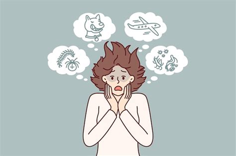 Premium Vector Woman With Phobias And Manic And Rational Fears
