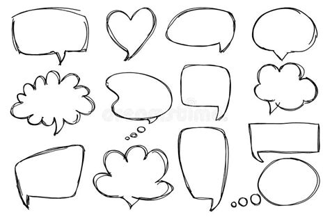 Hand Drawn Chat Bubble Frames For Selecting Text Stock Illustration