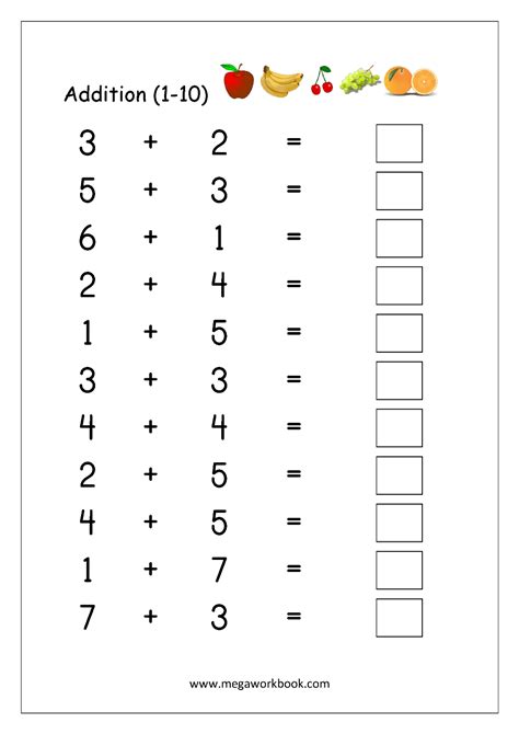 Math Worksheet Addition 1 10 Math Addition Worksheets Addition Worksheets Kindergarten