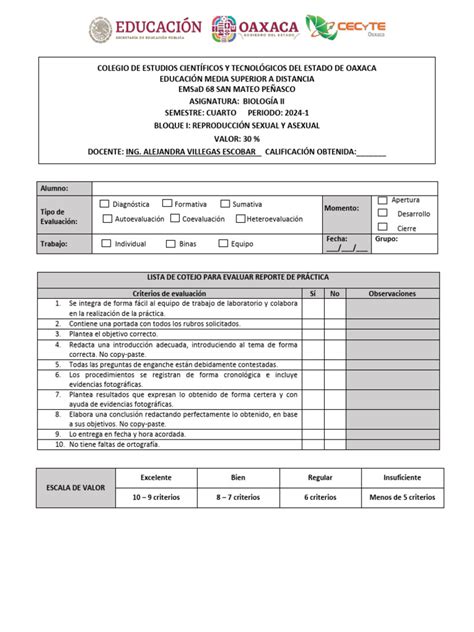 Lista De Cotejo Práctica De Laboratorio Descargar Gratis Pdf Evaluación