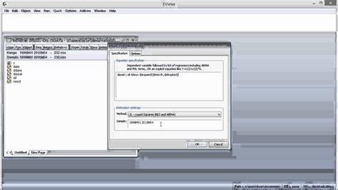 How To Run A Regression Using Eviews Eviews 81 Youtube