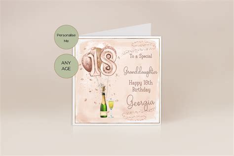 Granddaughter 18th Birthday Card Any Relation Personalised Etsy Uk