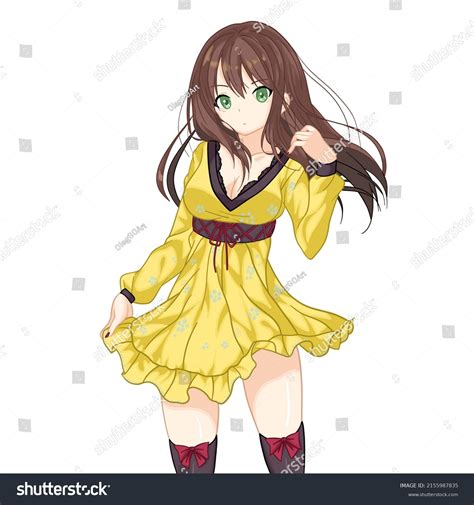 Very Cute Sexy Anime Girl Yellow Stock Illustration Shutterstock