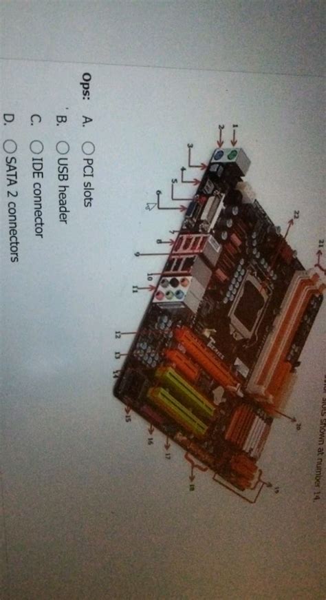 Ops A PCI Slots B USB Header C IDE Connector StudyX