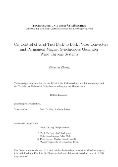 Pdf On Control Of Grid Tied Back To Back Power Converters And
