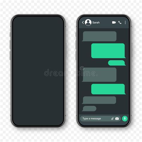 Realistic Smartphone With Messaging App Blank Sms Text Frame Stock Vector Illustration Of