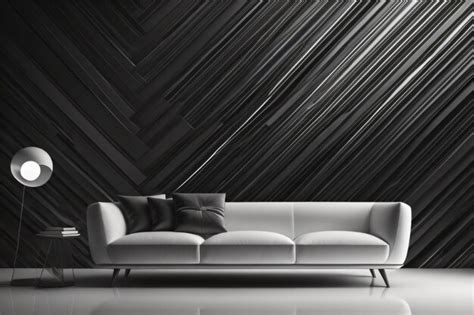 Premium AI Image A White Couch With Black Pillows In Front Of A Black