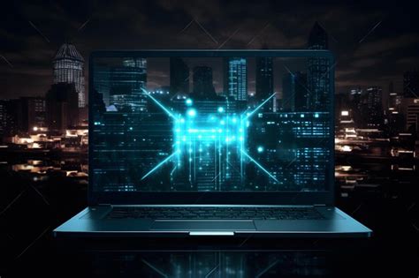 Premium Photo Encrypted Laptop With Lock Screen Stock Photo Night Photography
