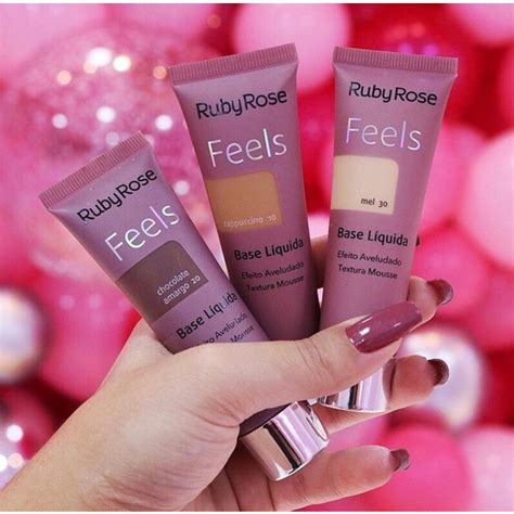 Base Líquida Feels Efeito Aveludado Textura Mousse Ruby Rose Shopee