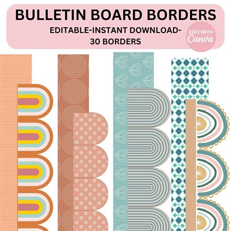 Classroom Bulletin Board Borders Editable Canva Templates Boho Modern