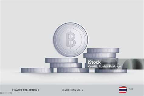 실버 동전입니다 현실적인 태국 바트 동전 쌓아 동전에 서 웹사이트 웹 디자인 모바일 애플 리 케이 션 인포 그래픽에 대 한 금융