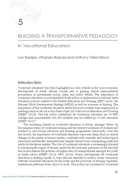 Building A Transformative Pedagogy In Vocational Education Pdf
