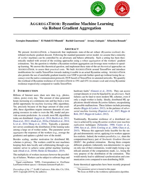 Pdf Aggregathor Byzantine Machine Learning Via Robust Gradient Aggregation