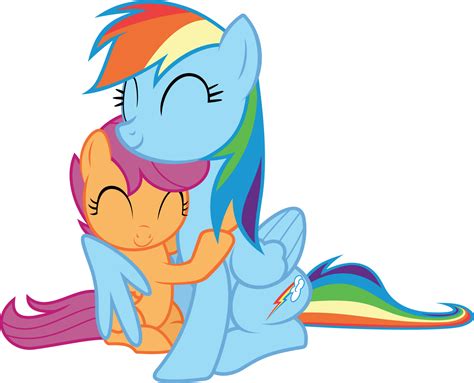 Rainbow Dash Scootaloo Hugging By Timelordomega On Deviantart