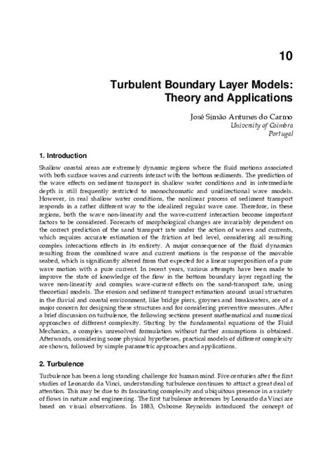 Pdf Turbulent Boundary Layer Models Theory And Applications José
