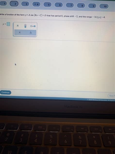 Solved Write A Function Of The Form Y Asin Bx C D That Has Chegg