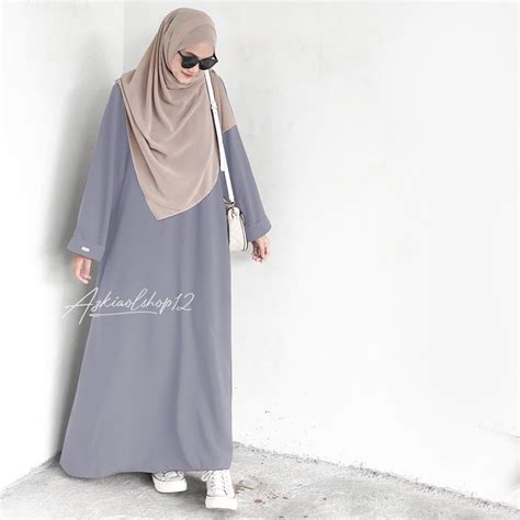 Jual Bisa COD Zaira Dress Abaya Dubai Kekinian Basic Abaya Polos Wanita Turkey Terbaru