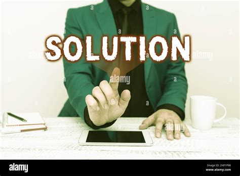 Inspiration Showing Sign Solution Word Written On A Means Of Solving A Problem Or Dealing With