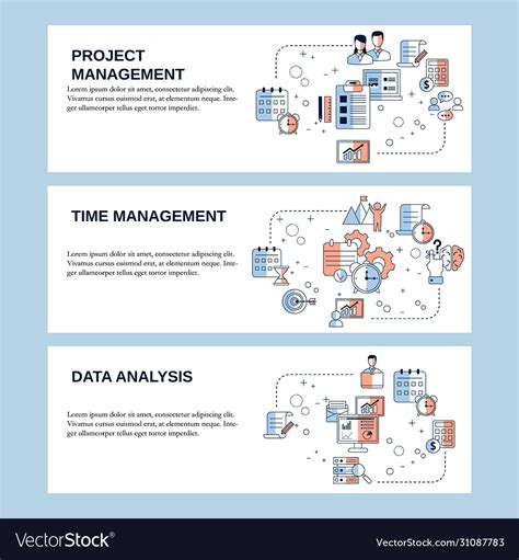 Project Management Data Analysis And Time Vector Image