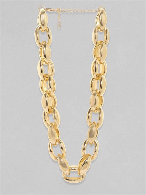Rubans Voguish 18k Gold Plated Link Chain Choker Necklace