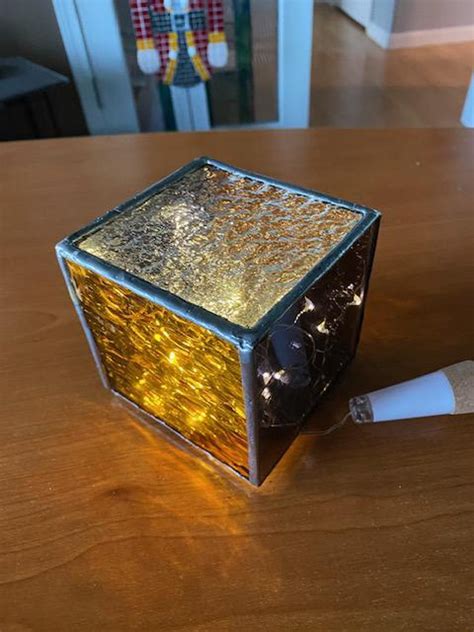 Stained Glass Cube That Can Be Lighted Etsy