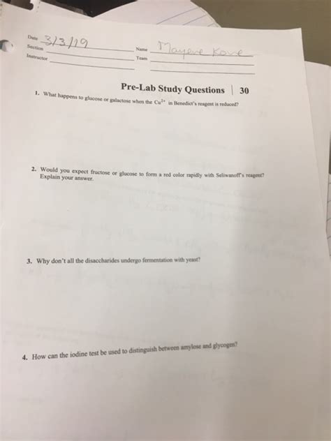 Solved Name Date Section Team Pre Lab Study Questions 25 T Chegg Com
