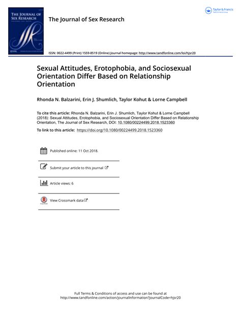 Pdf Sexual Attitudes Erotophobia And Sociosexual Orientation Differ