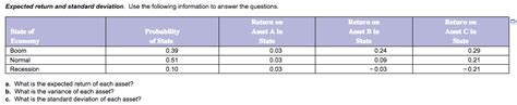 Solved Expected Return And Standard Deviation Use The Chegg